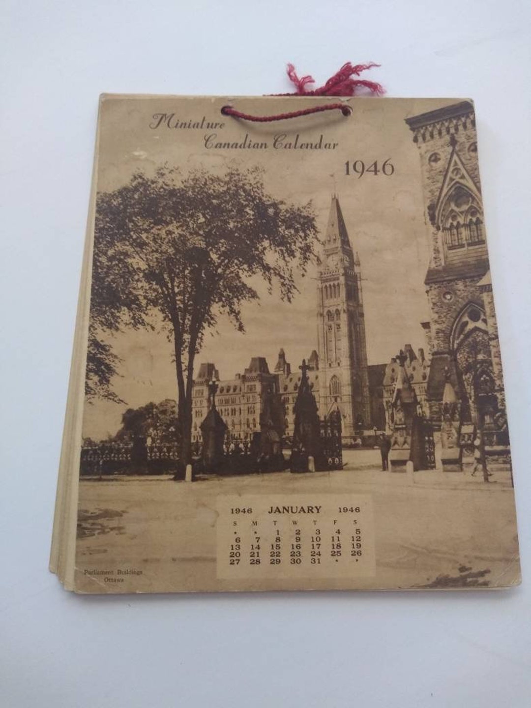 Vintage 1945 Calendar "miniature Canadian Calendar" Antique Collector ...