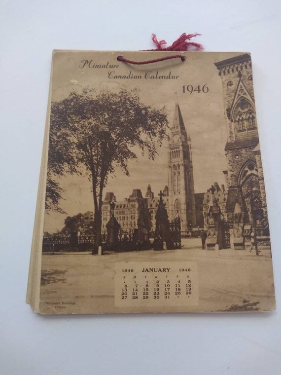 Vintage 1945 Calendar miniature Canadian Calendar | Etsy