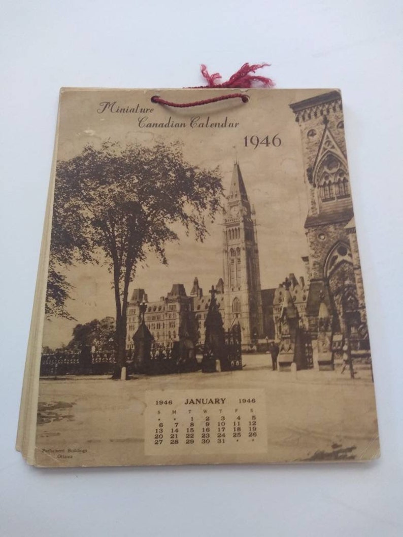 Vintage 1945 Calendar miniature Canadian Calendar - Etsy