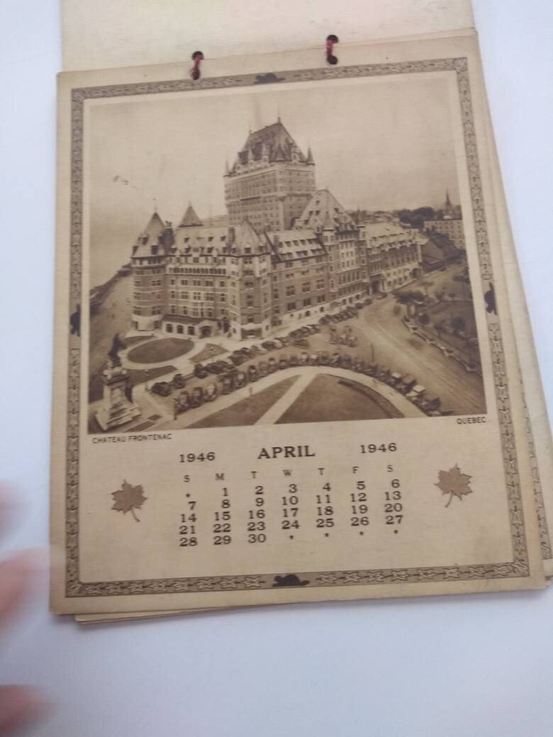 Vintage 1945 Calendar miniature Canadian Calendar Antique Collector ...
