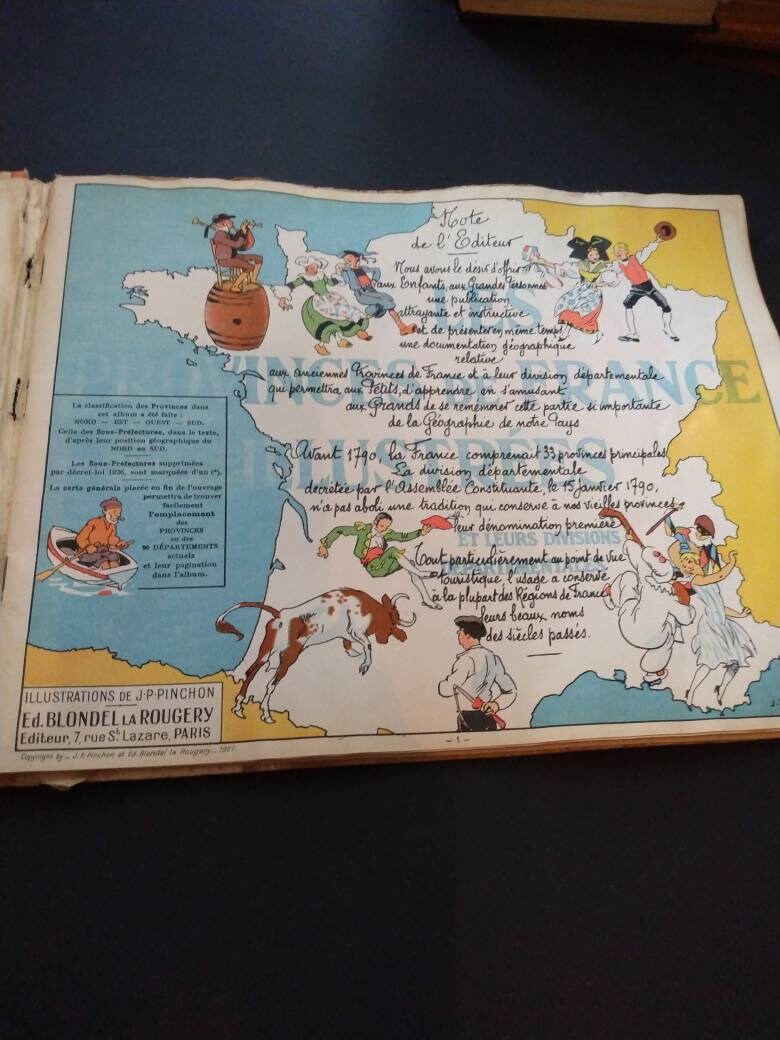 Les Provinces De France Illustrees French Map Learning Children Book ...