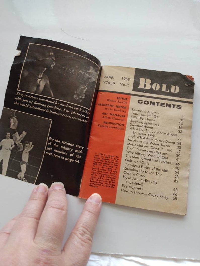 Bold With Diana Millay Men's Magazine August 1958 Book Tiny Library ...