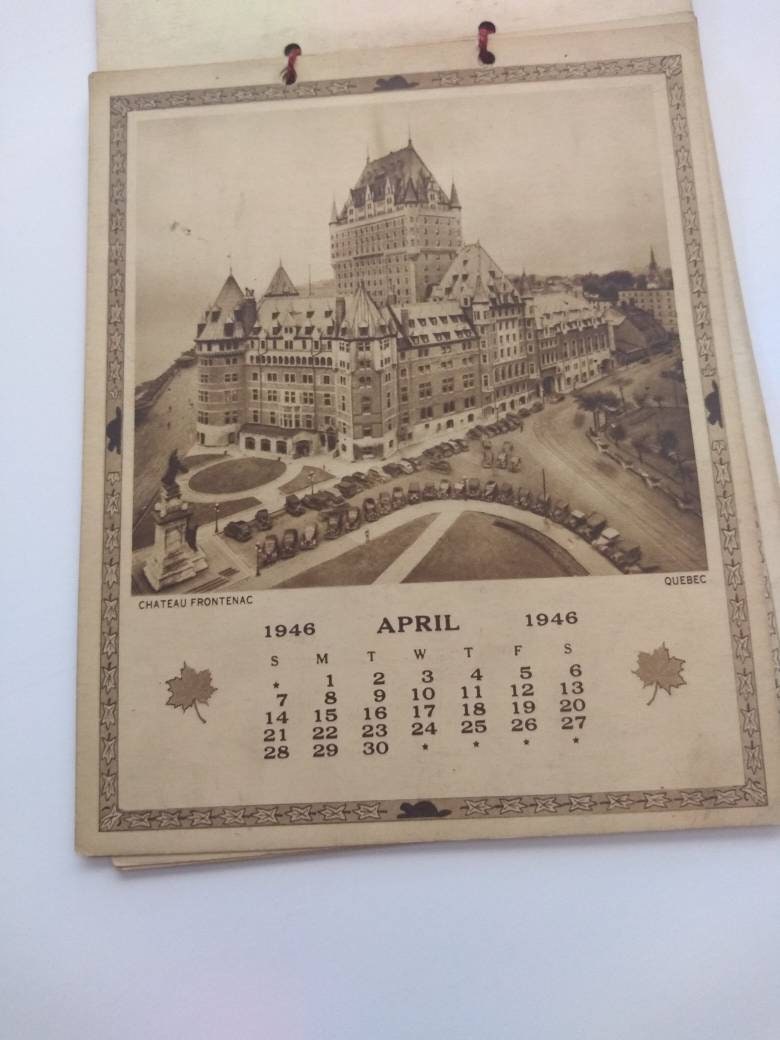 Vintage 1945 Calendar "miniature Canadian Calendar" Antique Collector ...