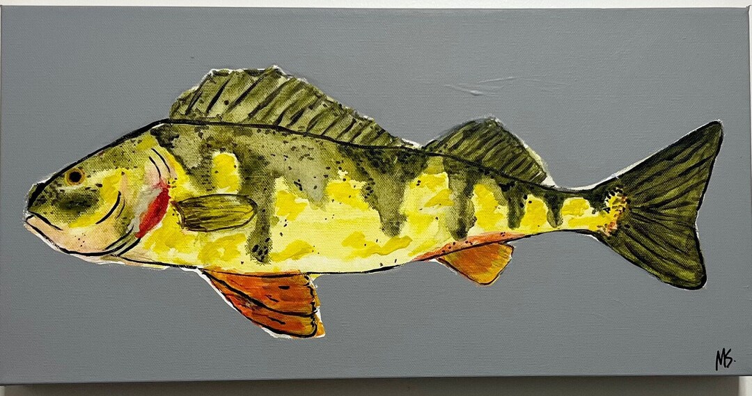 Original Art: Perch Fish -- Acrylic Painting/canvas-- Fish Painting - Etsy