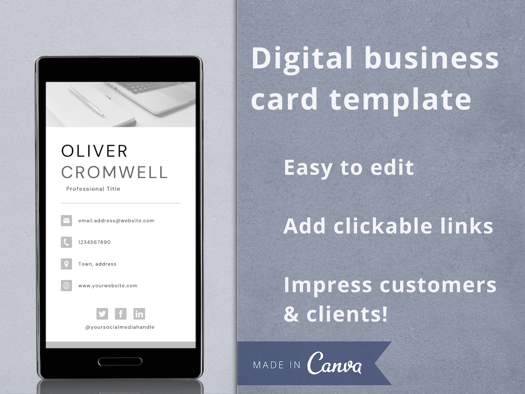 Digital Business Card Template, Virtual Business Card, Professional ...