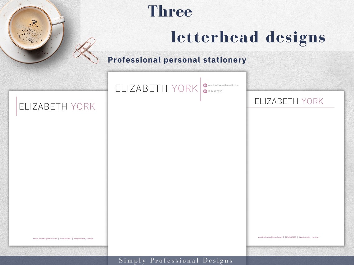 Personal Letterhead Templates, Modern, Easy to Edit in Word ...