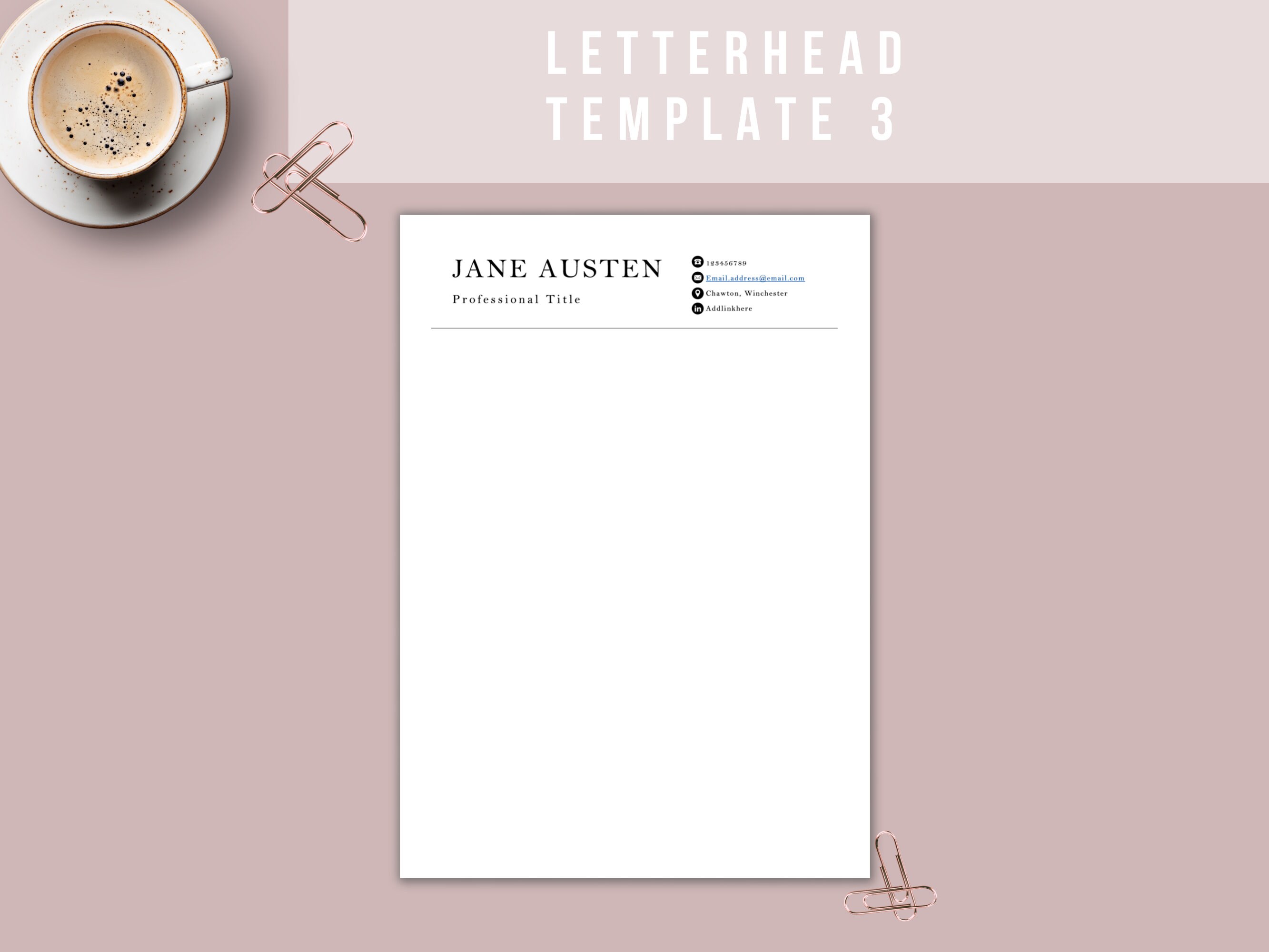 Personal Letterhead Templates, Modern, Easy to Edit in Word ...