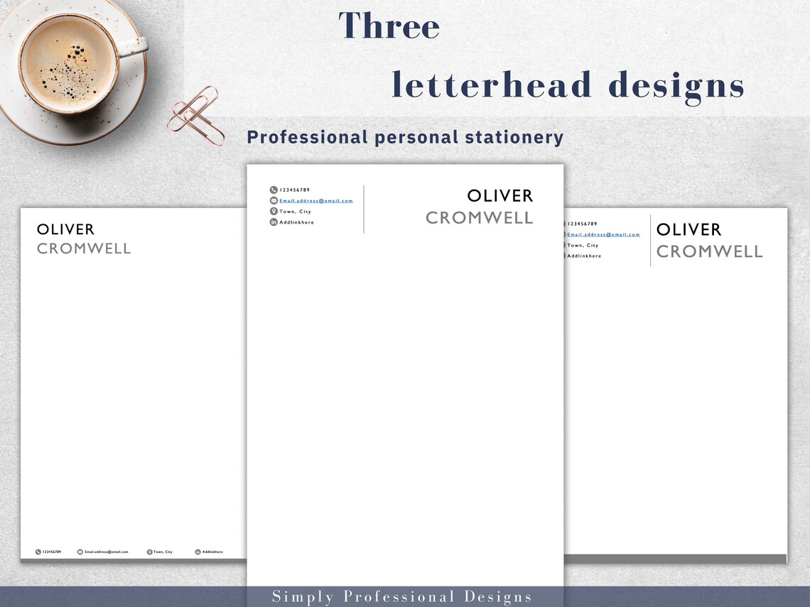 Personal Letterhead Template, Easy to Edit in Word, Simple Modern ...