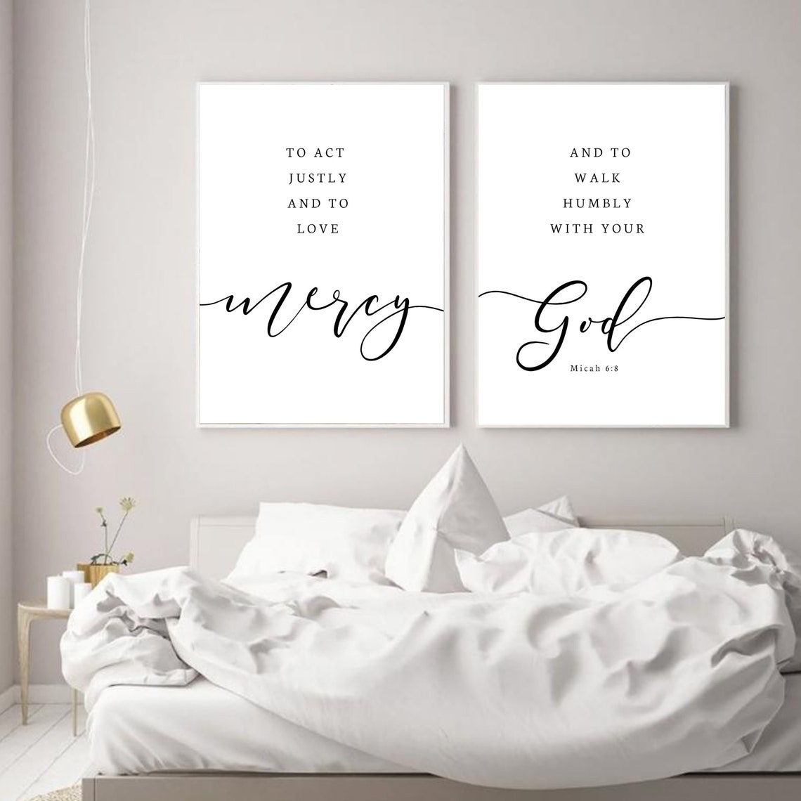 Bible Verse Wall Art of Micah 6:8 Set of 2 Scripture Prints | Etsy