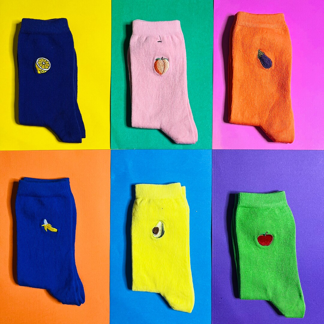 6 Socks Box-funny Fruit Cool Socks, Novelty Lemon Fun Socks, Cute ...