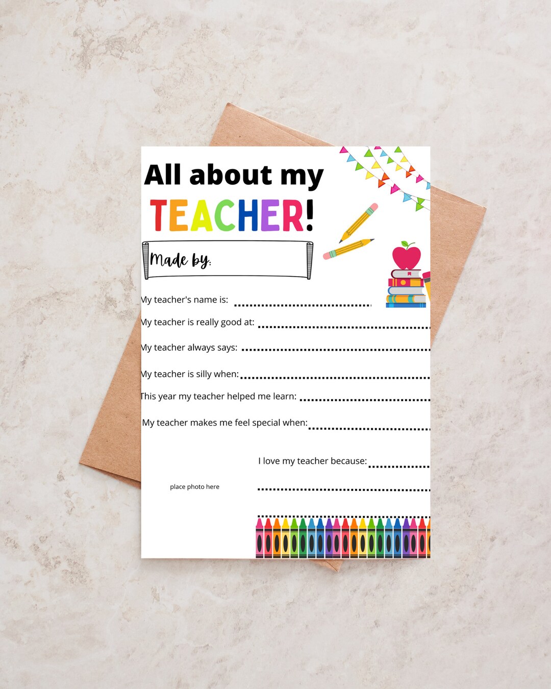 All About My Teacher Gift Printable - Etsy
