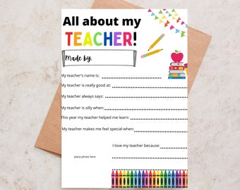 PRINTABLE Teacher Appreciation, End of School Year Teacher Gift, School ...