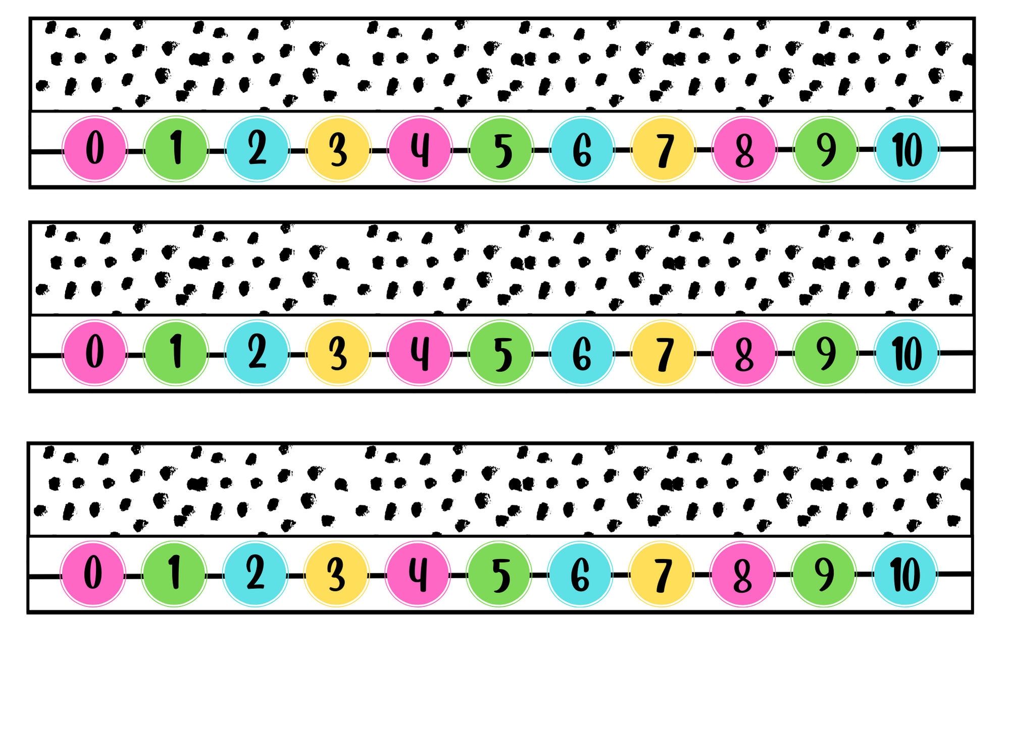 0-10, Desktop Number Line, Digital, Spotted Classroom Number Line - Etsy