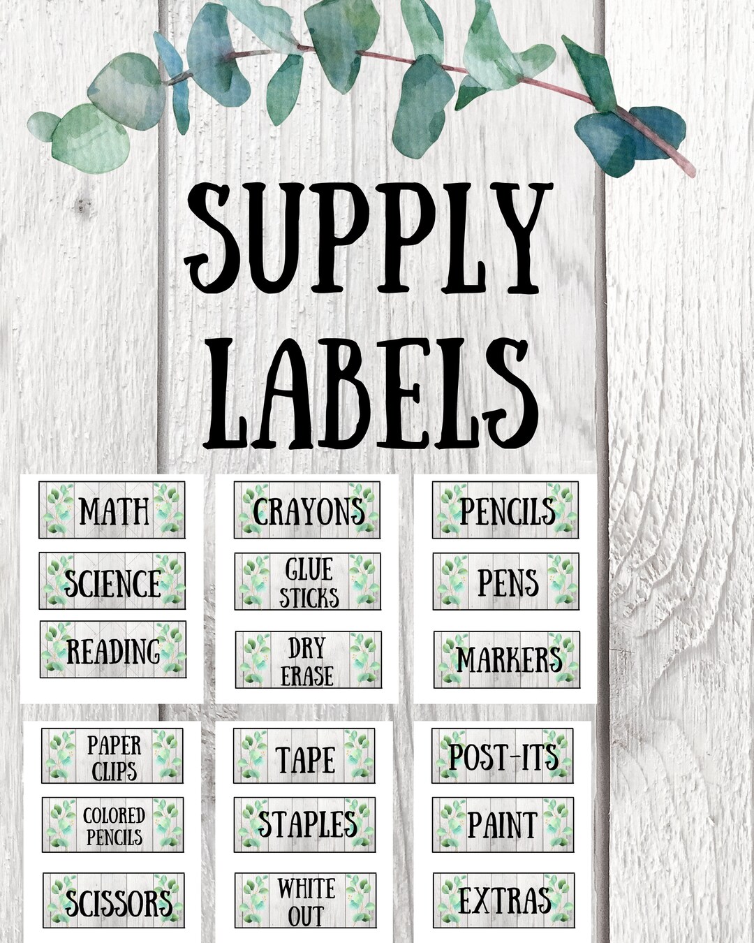 Classroom Farmhouse Supply Labels DIGITAL FILE - Etsy