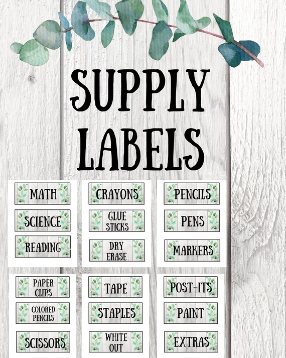 Classroom Farmhouse Supply Labels DIGITAL FILE - Etsy