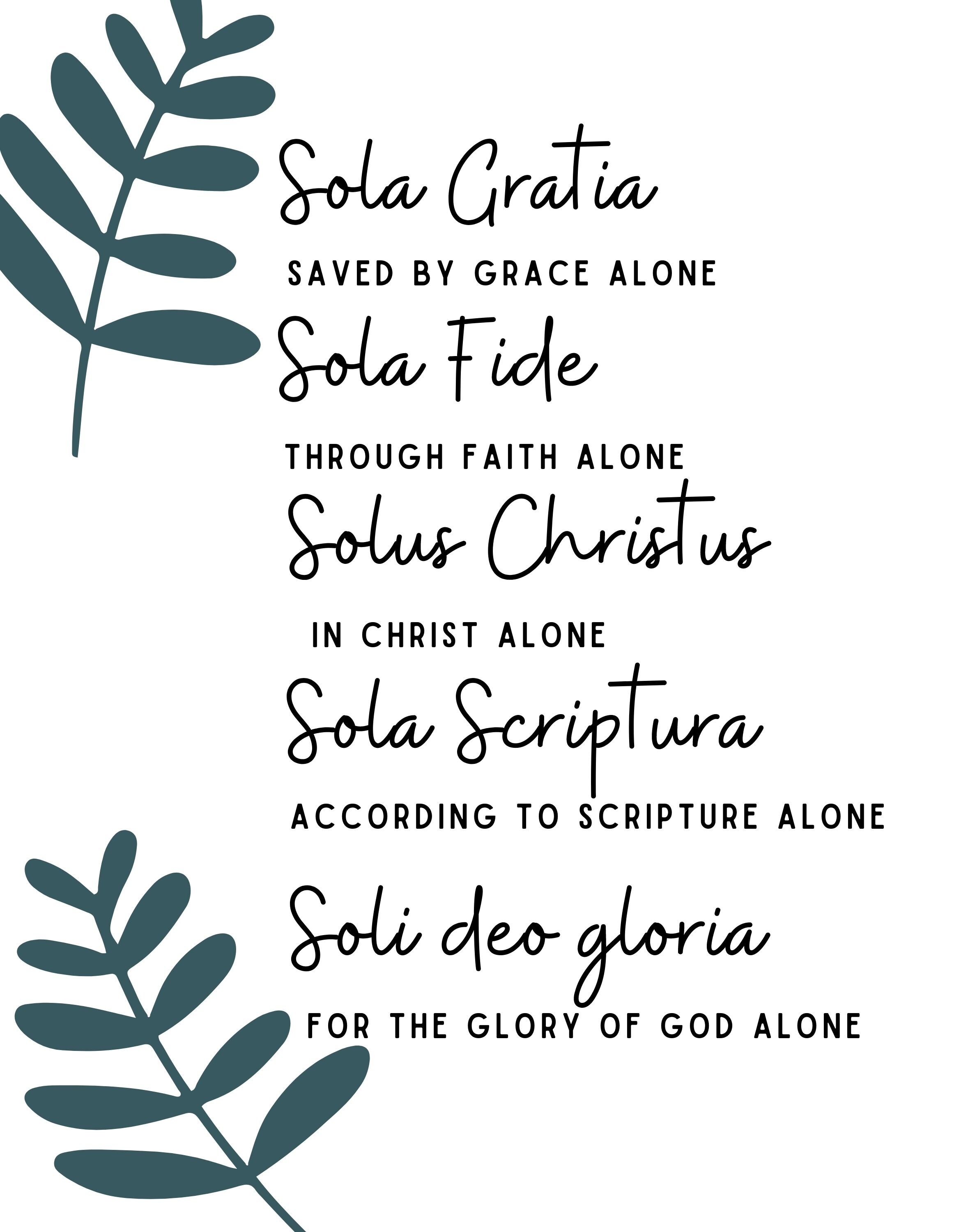 Five Solas Printable - Etsy