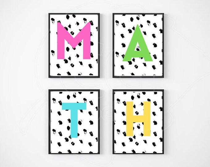 Set of 4, MATH Wall Art, Classroom Decor - Etsy