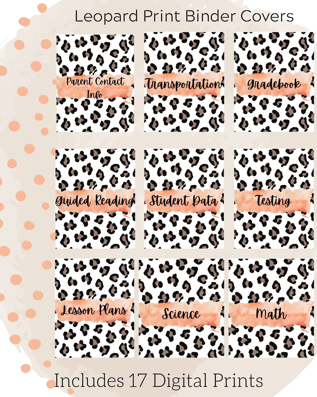 Leopard Print Binder Covers, Classroom Supplies - Etsy
