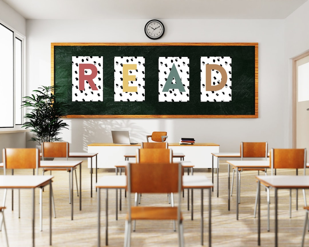 Set of 4, READ Poster, Spotted Wall Decor, Digital Print - Etsy