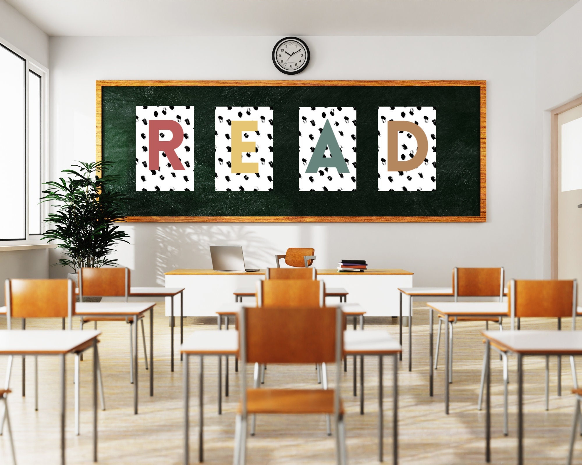 Set of 4, READ Poster, Spotted Wall Decor, Digital Print - Etsy