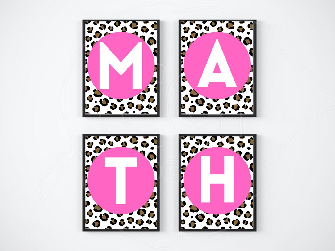 Set of 4, MATH Wall Decor, Classroom Decor, Leopard Decor - Etsy