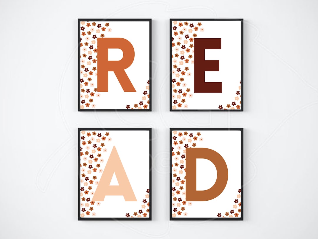Set of 4, READ Wall Art, Classroom Decor, Playroom Decor - Etsy