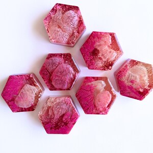 Set of 5 Hexagon Pink Petri Resin Magnets 1" | Pink Tones ...