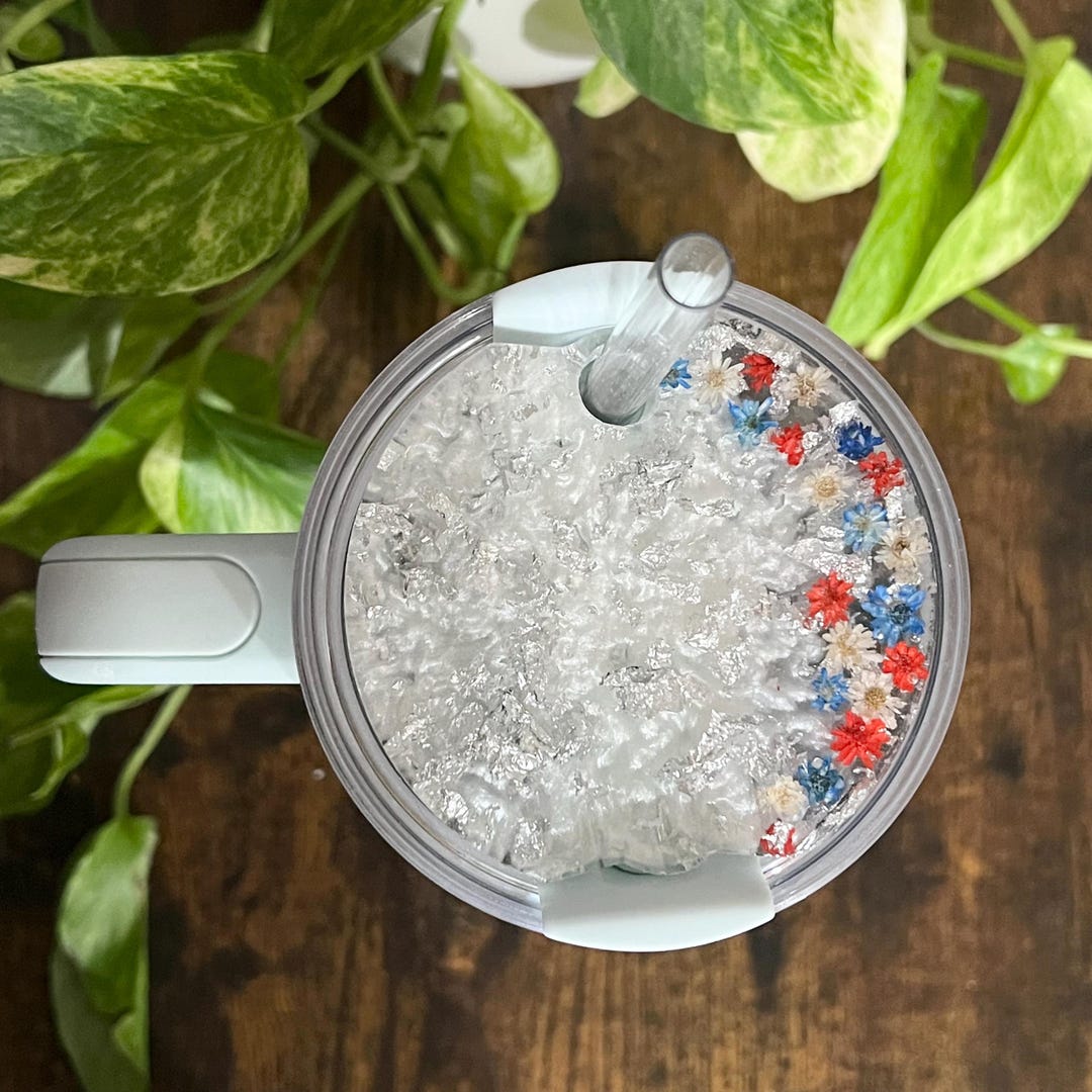 Custom Holiday Floral Stanley Lid Topper | Floral Resin Stanley ...