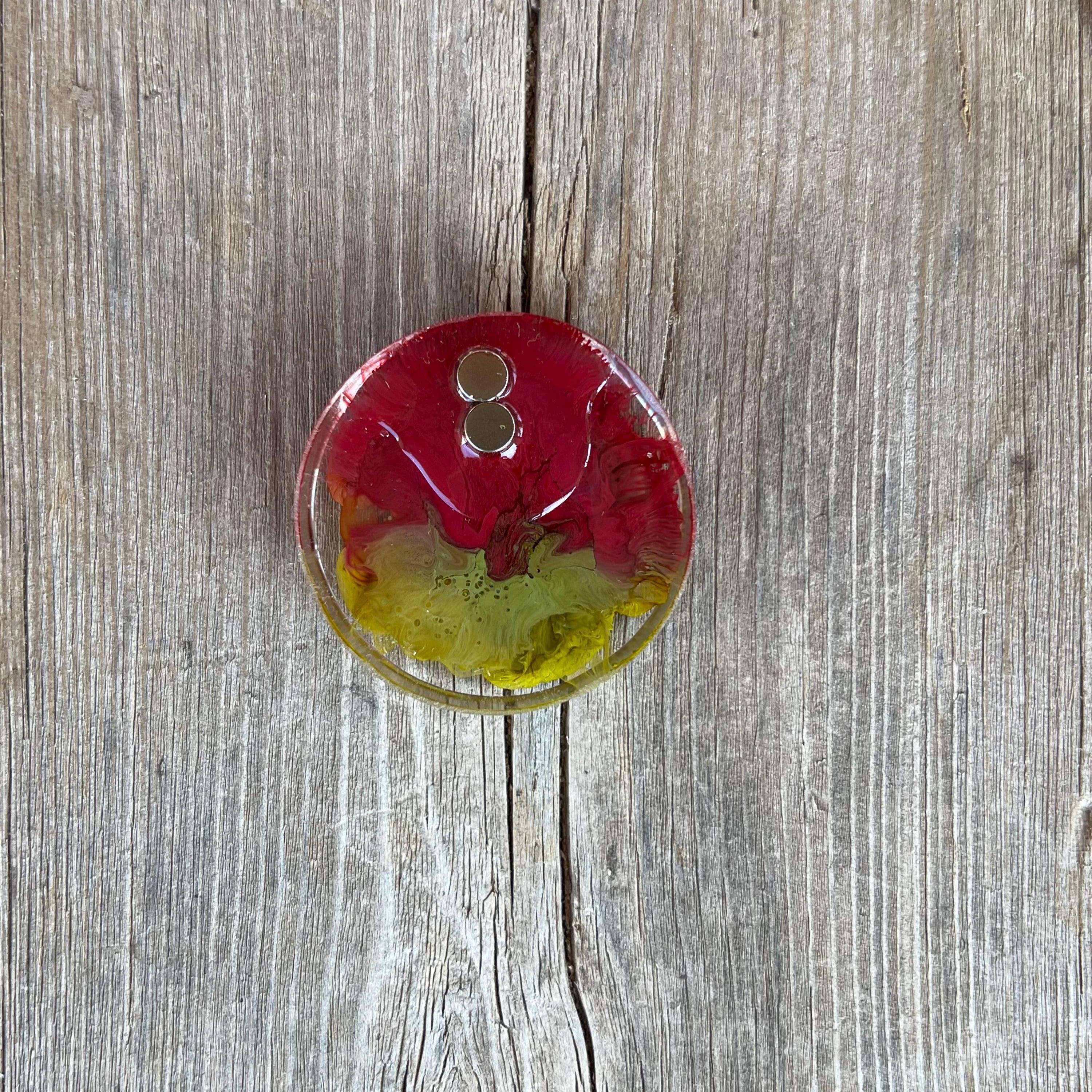 1.5” Olive and Cranberry Petri Resin Magnet | Petrified Clouds - Etsy