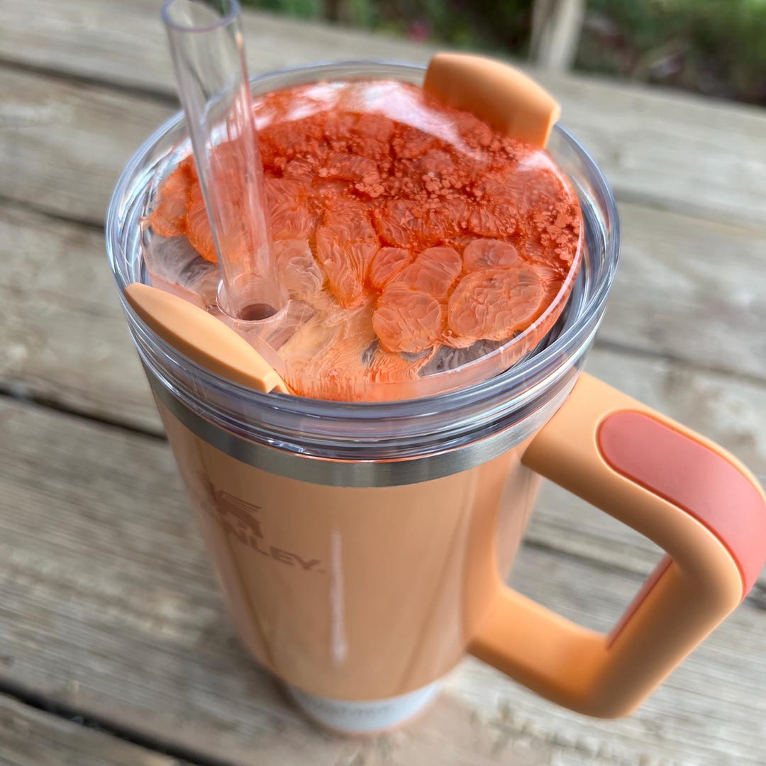 Bellini Shimmer Stanley Lid Topper | Custom Petri Resin Stanley Lid ...