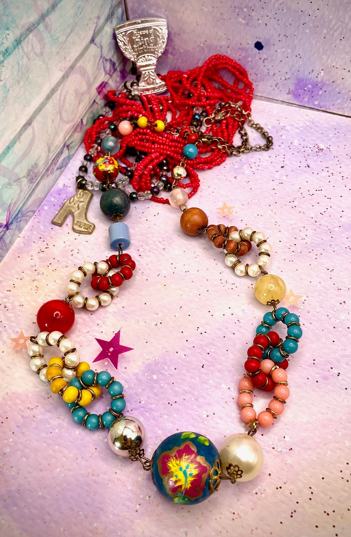 Recycled Vintage Beads From Broken Necklaces. A Mixture of Wood, Glass ...