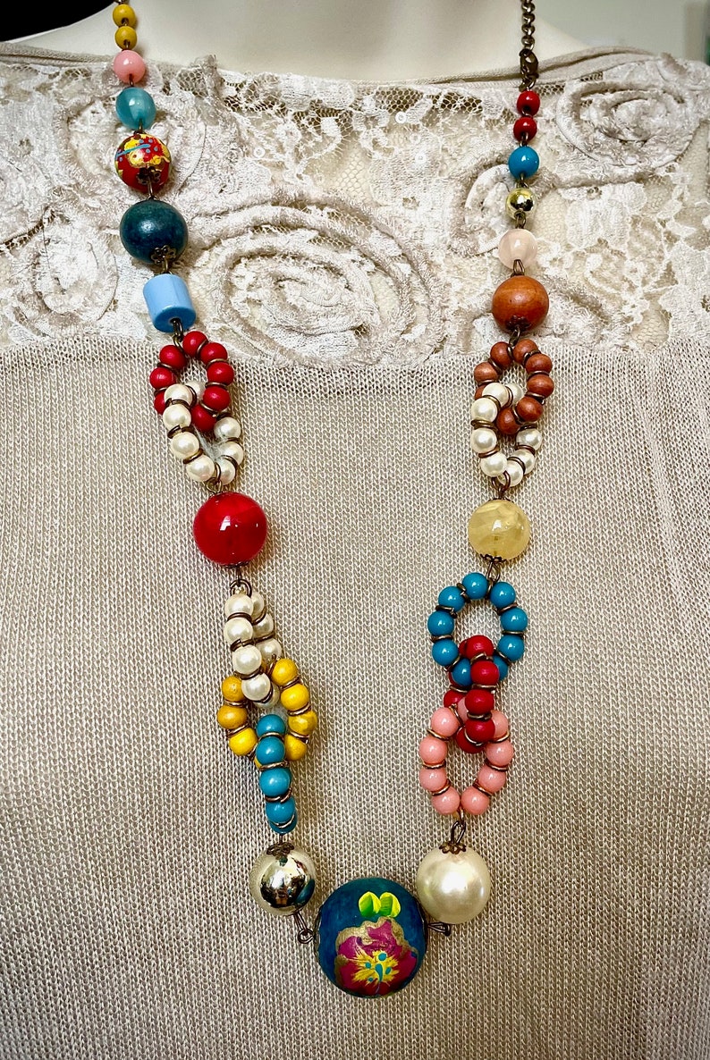 Recycled Vintage Beads From Broken Necklaces. A Mixture of Wood, Glass ...