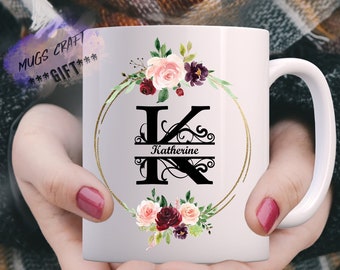 K Initial Mug - Etsy UK