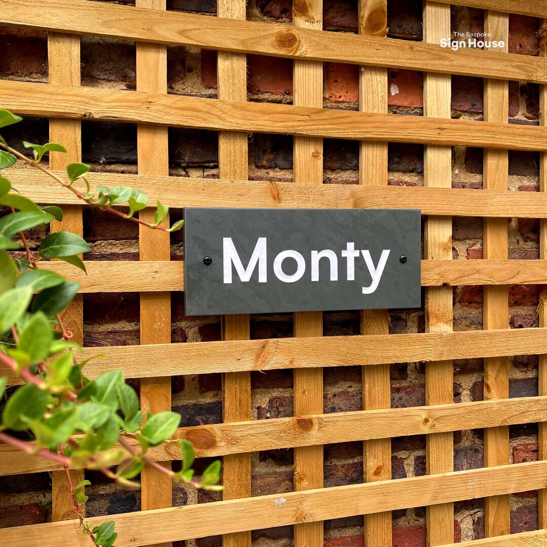 Engraved Pet Name Slate Sign for Dog Kennels, Pet Beds, Horse Stables ...