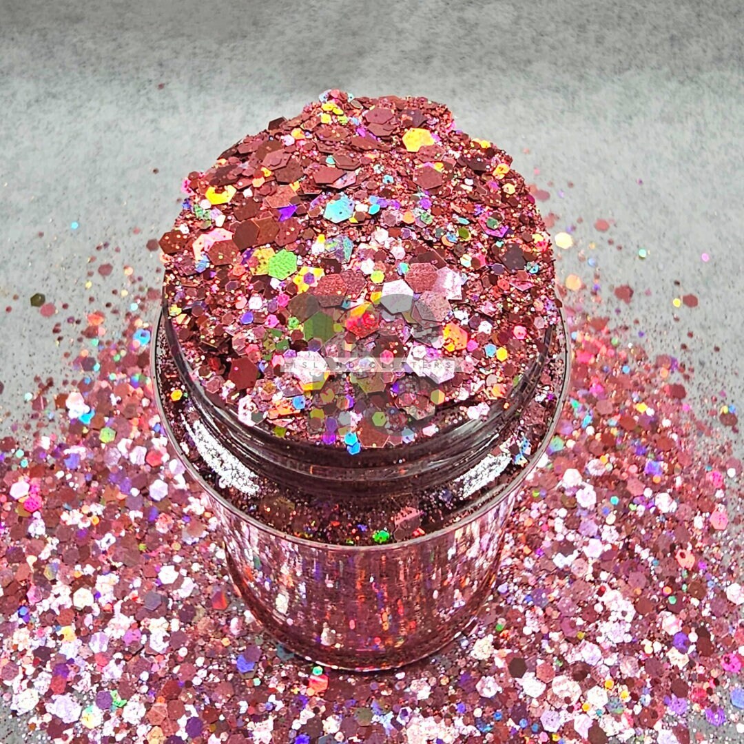 BOSS LADY Pink Glitters Chunky Rose Gold Glitter - Etsy