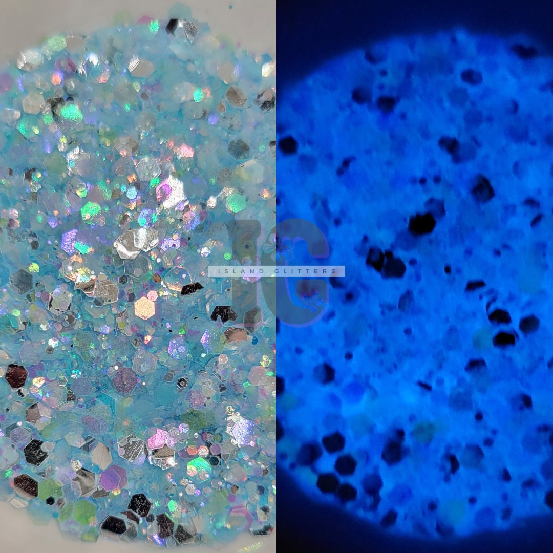BLUE MOON - Glow Glitters | Chunky Blue Glow Glitters | Blue to Blue ...
