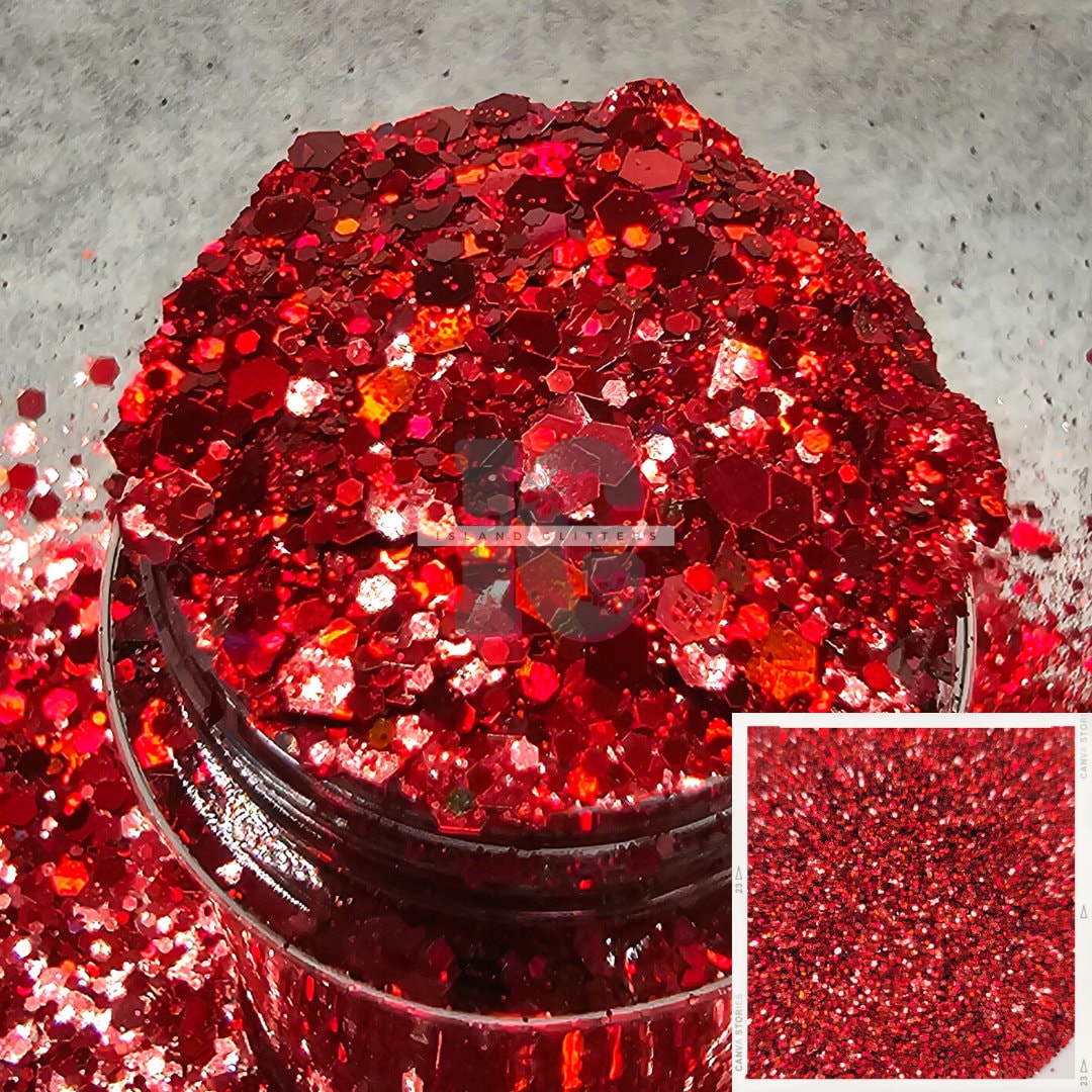PASSION - Chunky Red Glitters | Holographic Red Glitters | Wine Red ...
