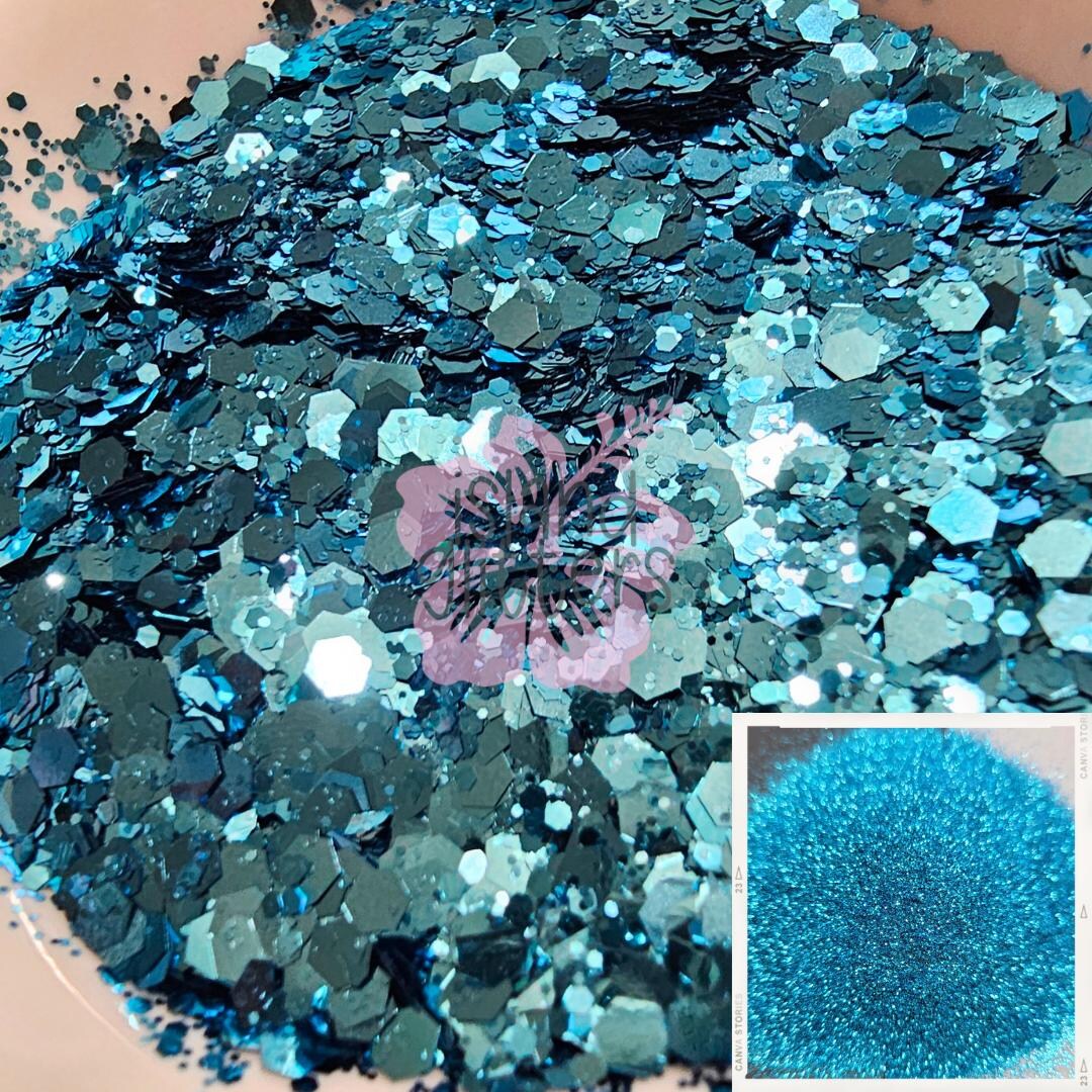 WHAT A BEACH! - Blue Glitter | Fine Blue Glitter | Metallic Blue ...