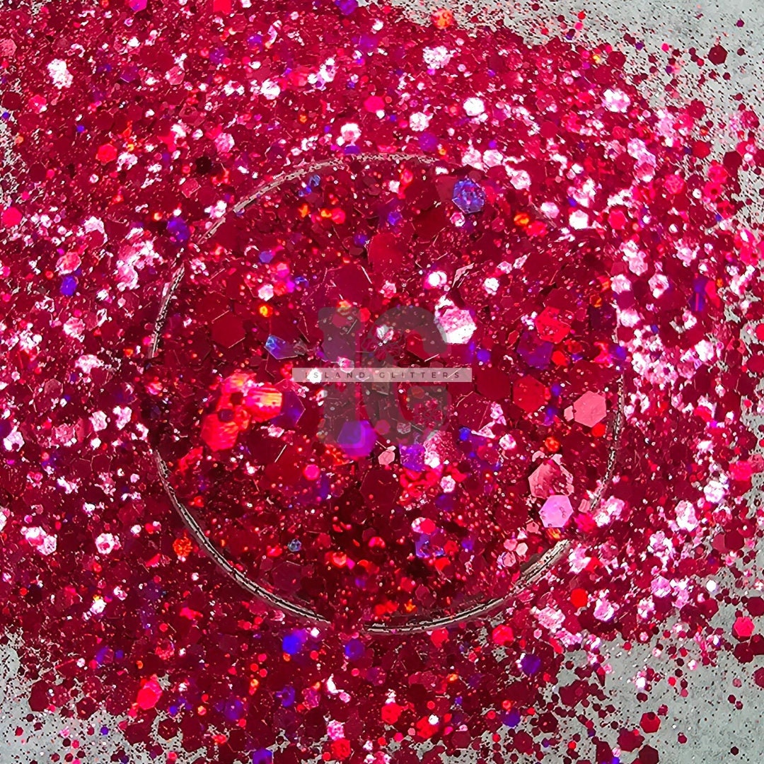 SWEET REVENGE Dark Pinkish Red Glitters Reddish Pink Glitters Chunky ...