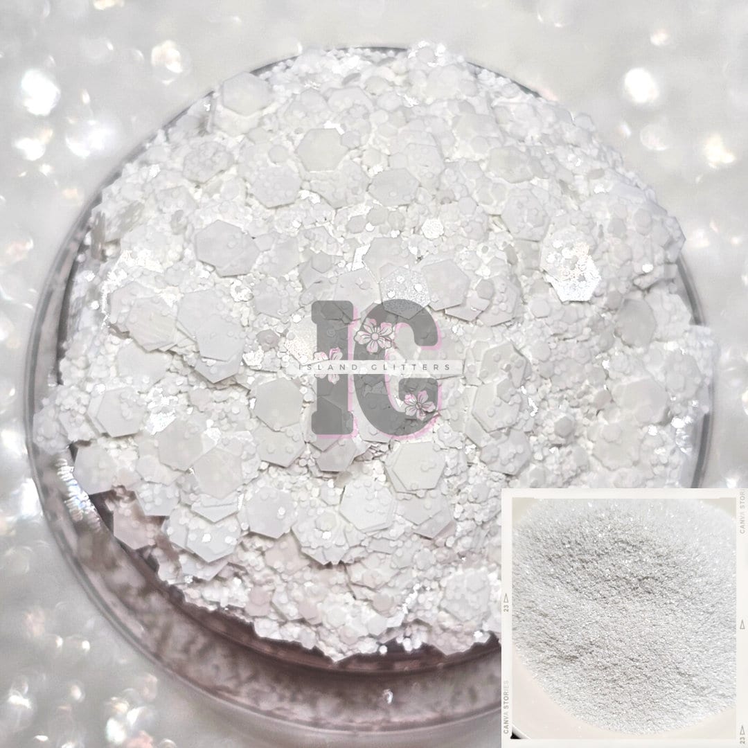 WHITE OUT - White Glitters | Flat White Glitters | Chunky White ...