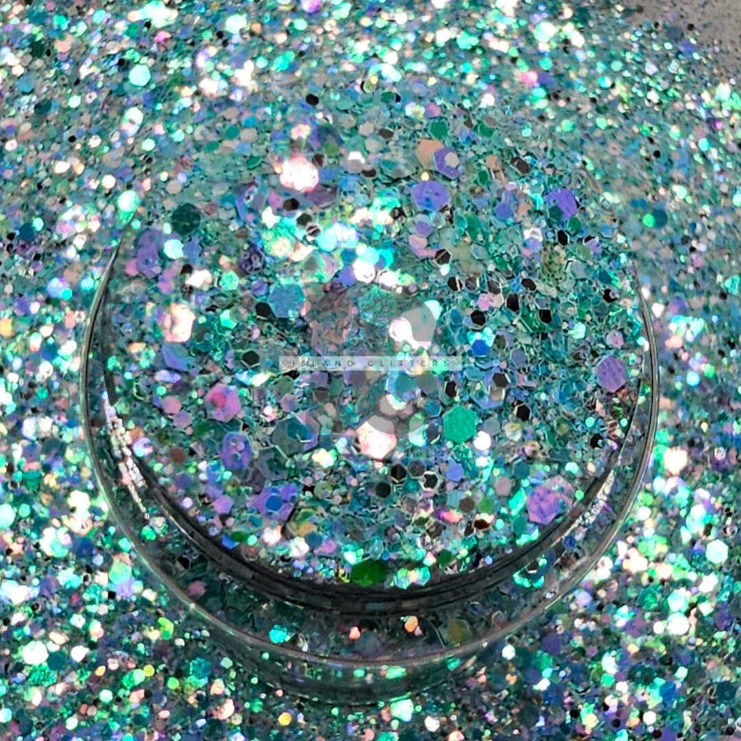 ENCOURAGE-MINT - Chunky Green Opal Glitter Mix | Green Blue Glitter Mix ...
