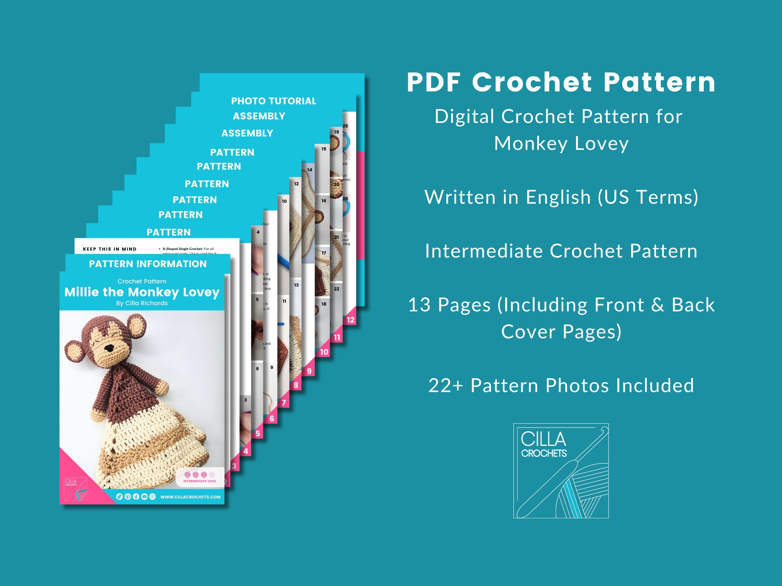 Monkey Lovey Crochet Pattern, Millie the Monkey Lovey PDF Crochet Pattern, Amigurumi Baby ...