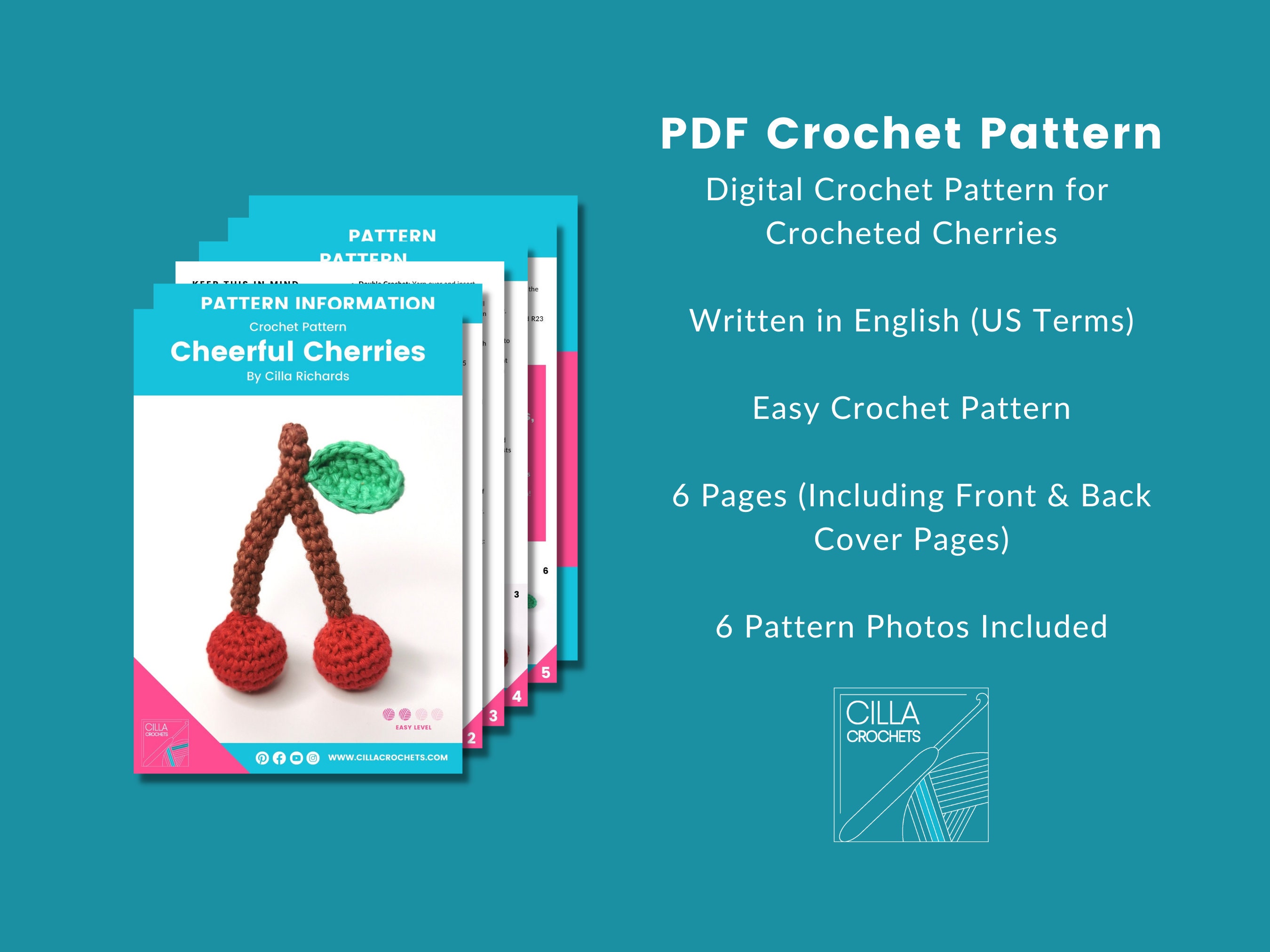 Cherry Crochet Pattern Cherry Amigurumi Pattern Cheerful Cherries Fruit ...
