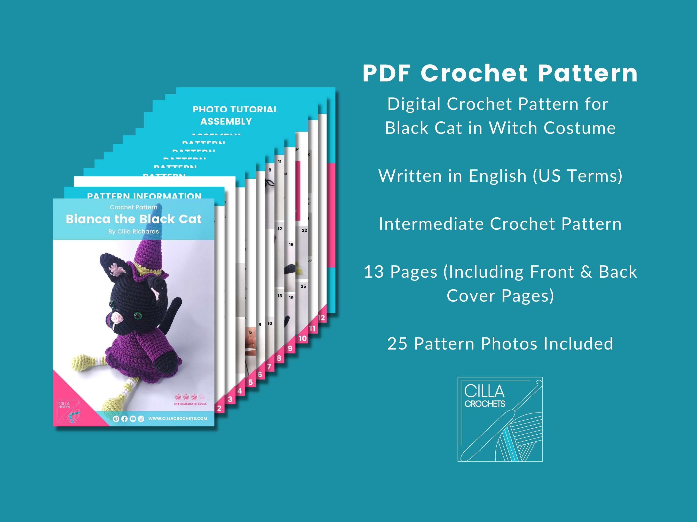 Black Cat Crochet Pattern PDF Crochet Pattern Witch Crochet Pattern ...