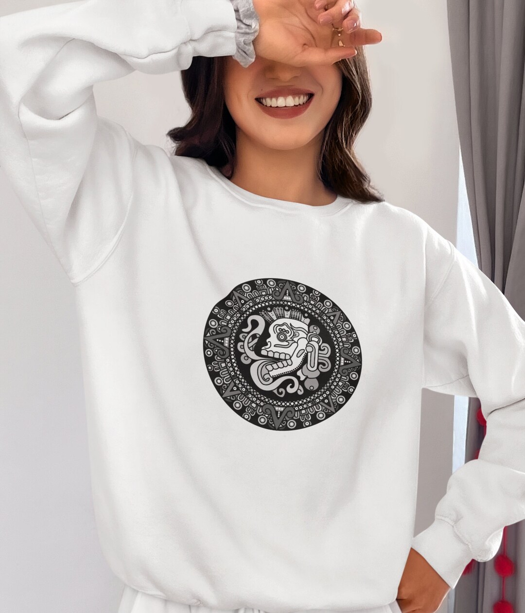 Aztec Skull Sweatshirt, Bohemian Style Top, Mayan Inspired Shirt ...