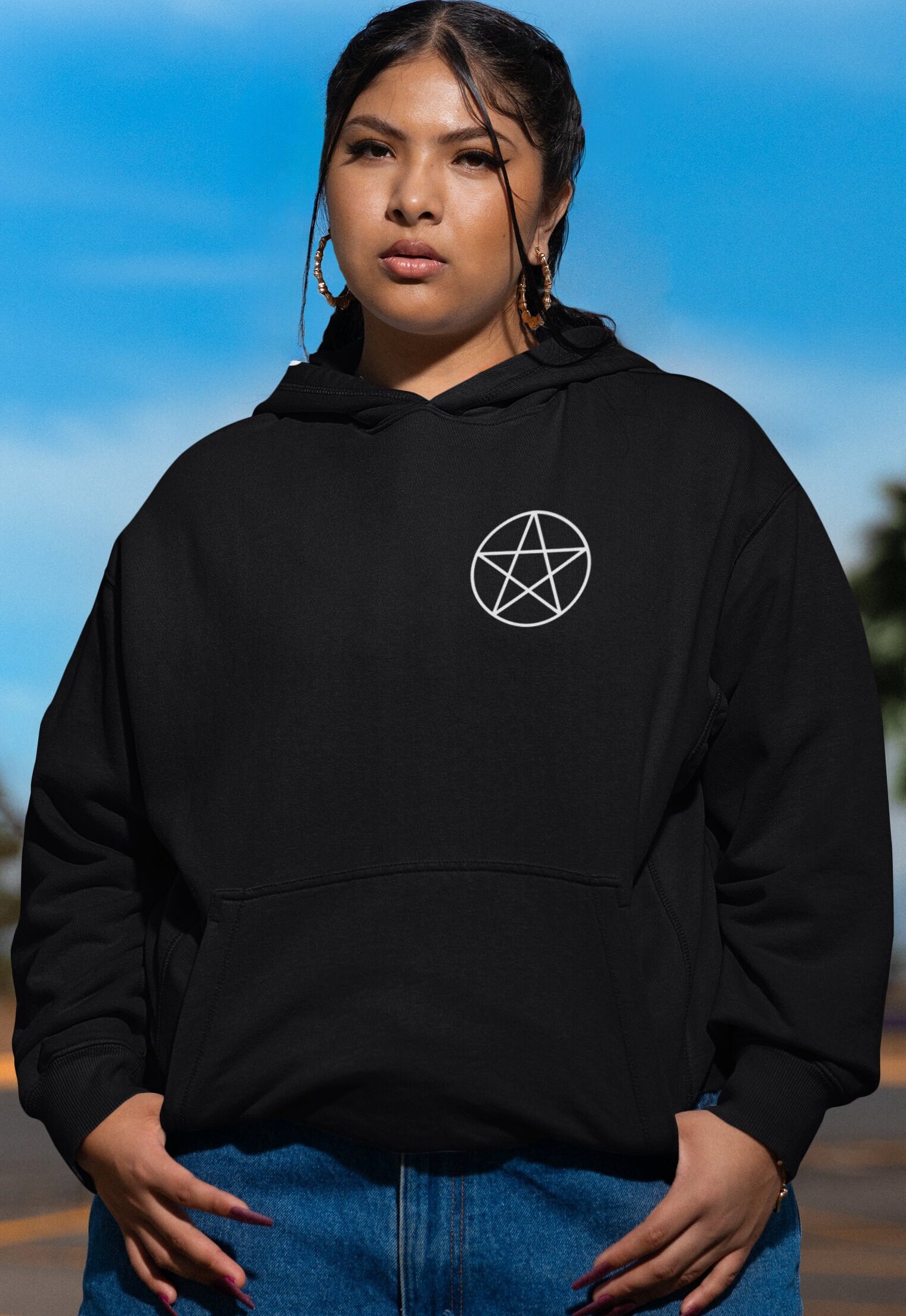 Pentagram Hoodie Wiccan Pagan Symbol, Gothic Occult Clothing, Witchy ...