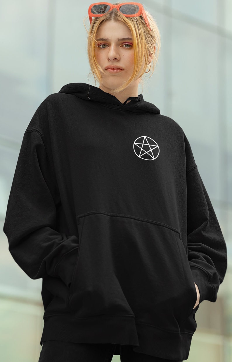 Pentagram Hoodie Wiccan Pagan Symbol, Gothic Occult Clothing, Witchy ...