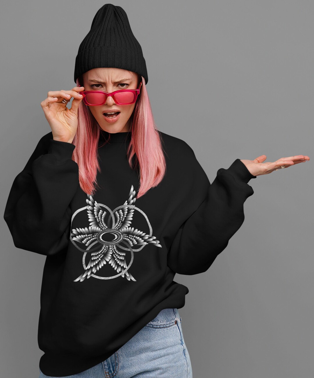 Seraphim Ophanim Graphic Sweatshirt - Angelic Design - Unique Gothic ...