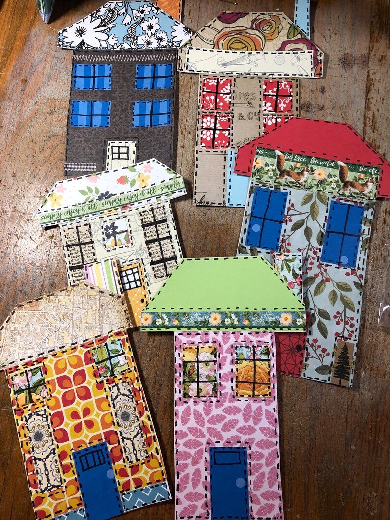 Large Scrap Paper Houses - Etsy