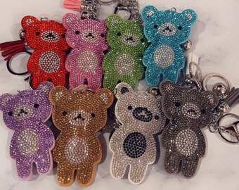 Rhinestone Keychain Teddy Bear | Etsy